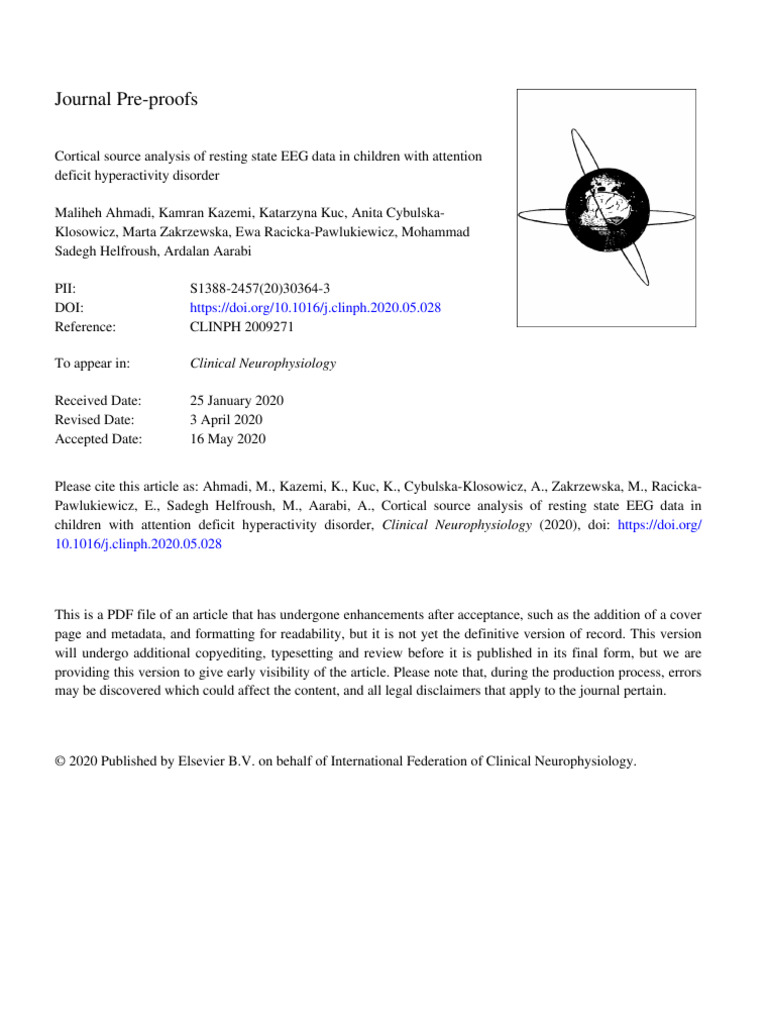 Cortical Source Analysis of Resting State EEG Data in Children With ...