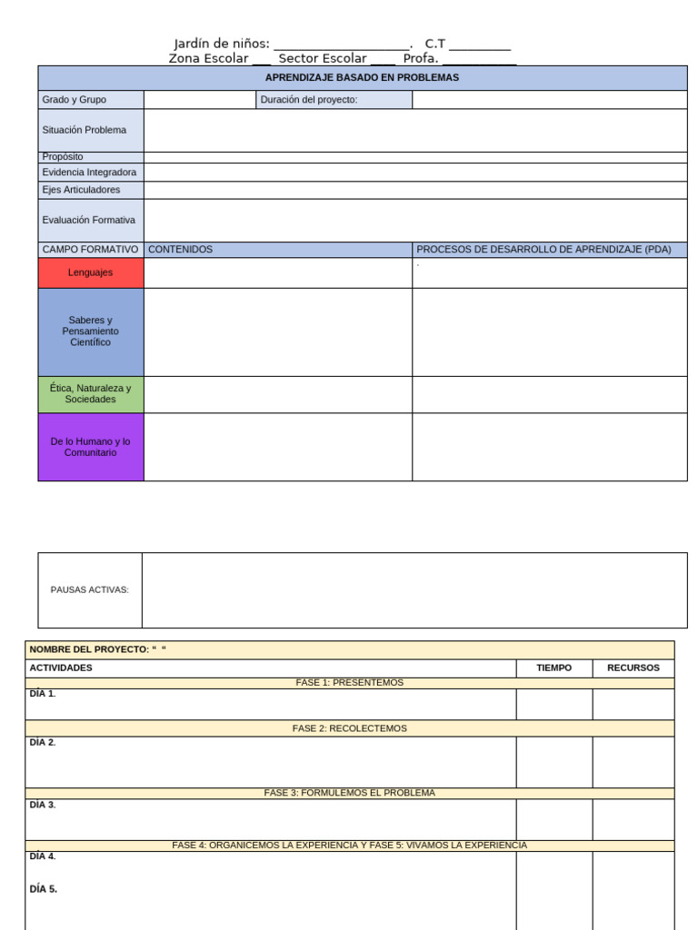 Proyecto Educativo Basado en Problemas | PDF
