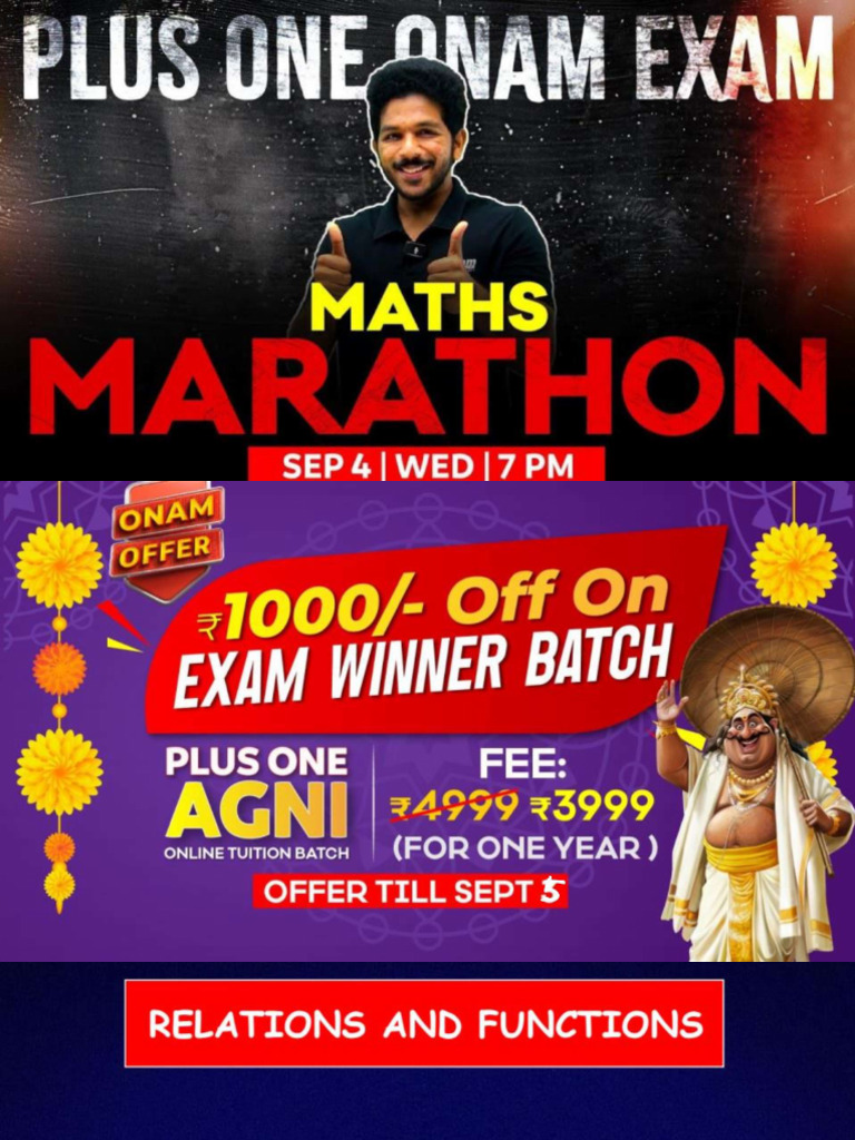 EXAMWINNER PLUS ONE MATHS MARATHON Part 2 Megha Miss Note | PDF