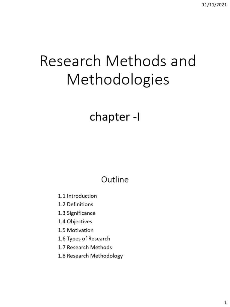 Chapter - 1 Research Methods | PDF | Methodology | Hypothesis