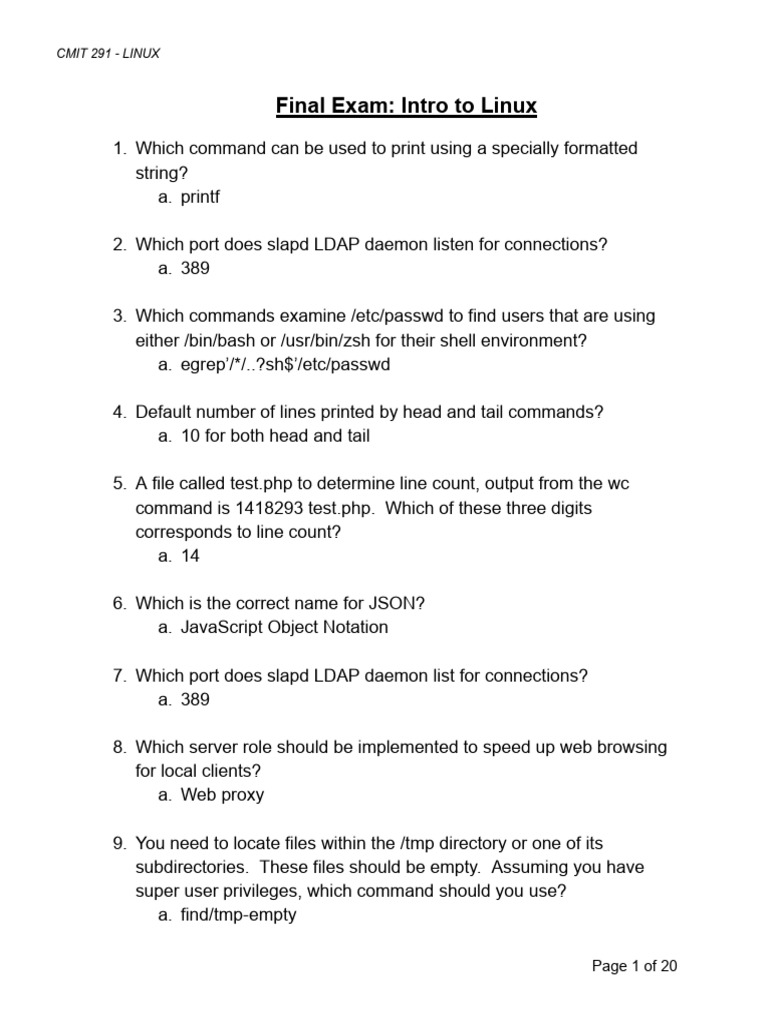 Linux Exam for IT Students | PDF | Computer File | File System