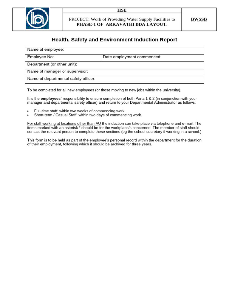 Induction Report | PDF | Employment | Working Conditions