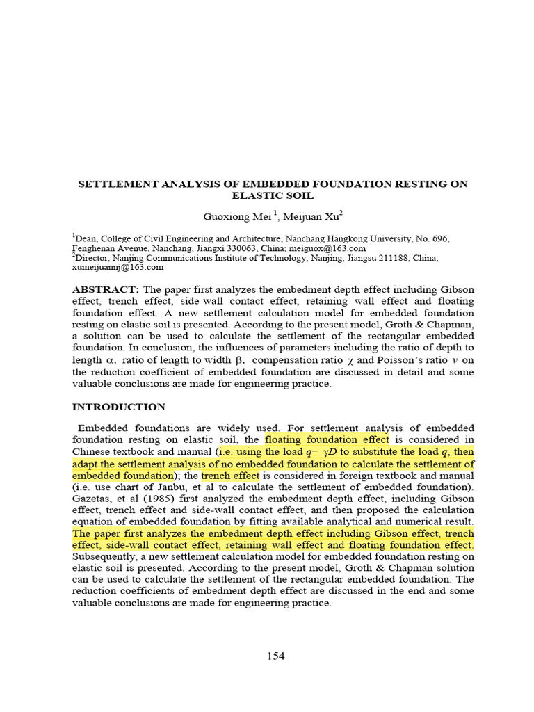 Settlement Analysis of Embedded Foundations | PDF | Foundation ...