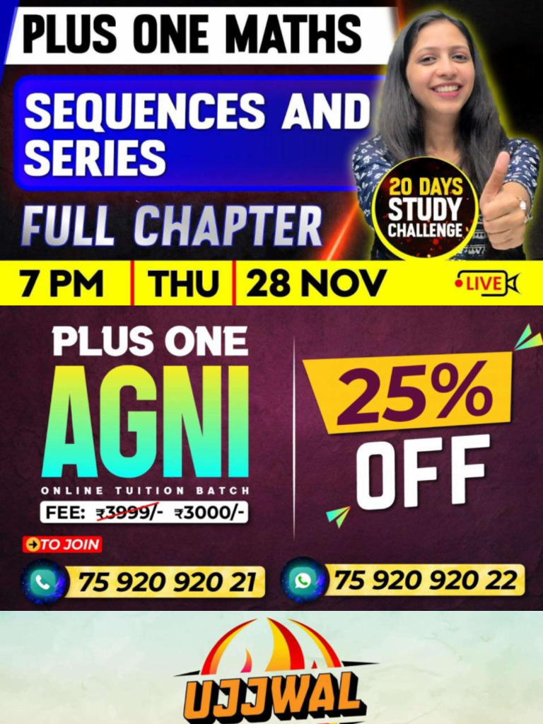 Exam Winner Plus One Maths Sequences and Series Full Chapter 20 Days Study Challenge Youtube ...