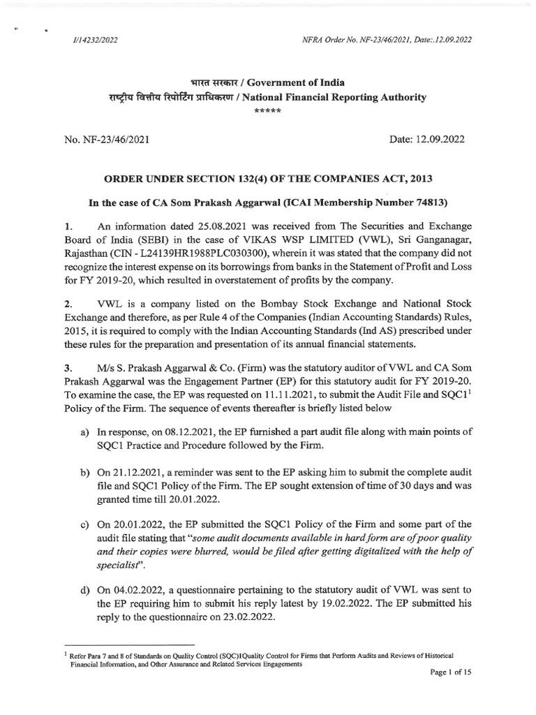 Nfra Eqcr (Engagement Qualit Contro Reviewer | PDF