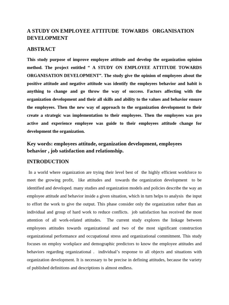 Employee Attitudes in Organizational Development | PDF | Attitude ...
