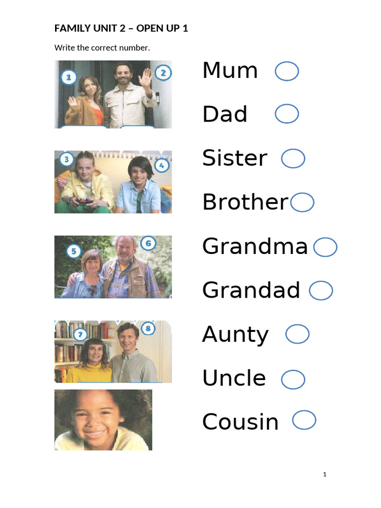 Family Unit 2 Activities | PDF