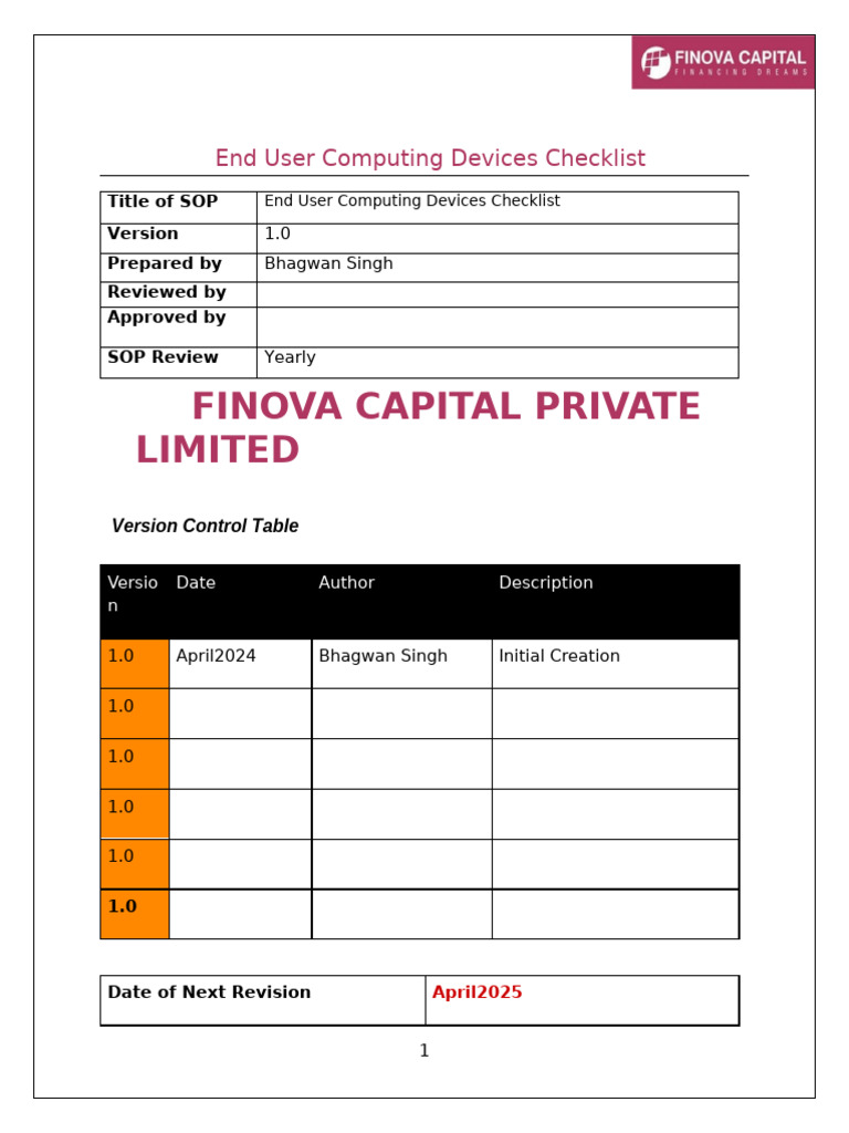 End User Computing Devices Checklist | PDF | Microsoft Windows | Installation (Computer Programs)