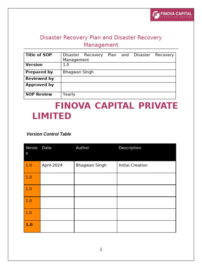 Backup & Disaster Recovery Plan | PDF | Disaster Recovery | Computing