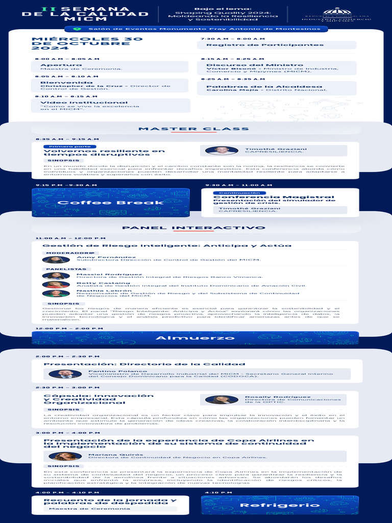 Agenda 2024 - II Semana de La Calidad MICM | PDF