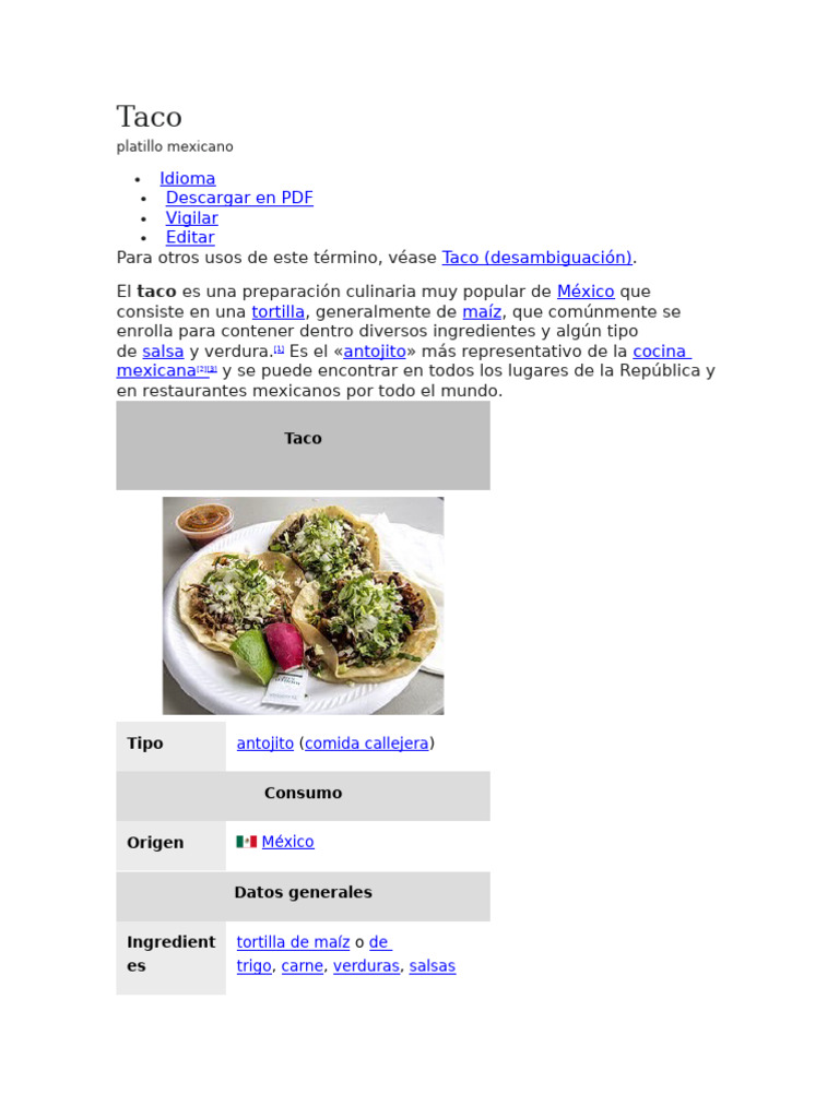 T D Taco | PDF | Taco | Alimentos
