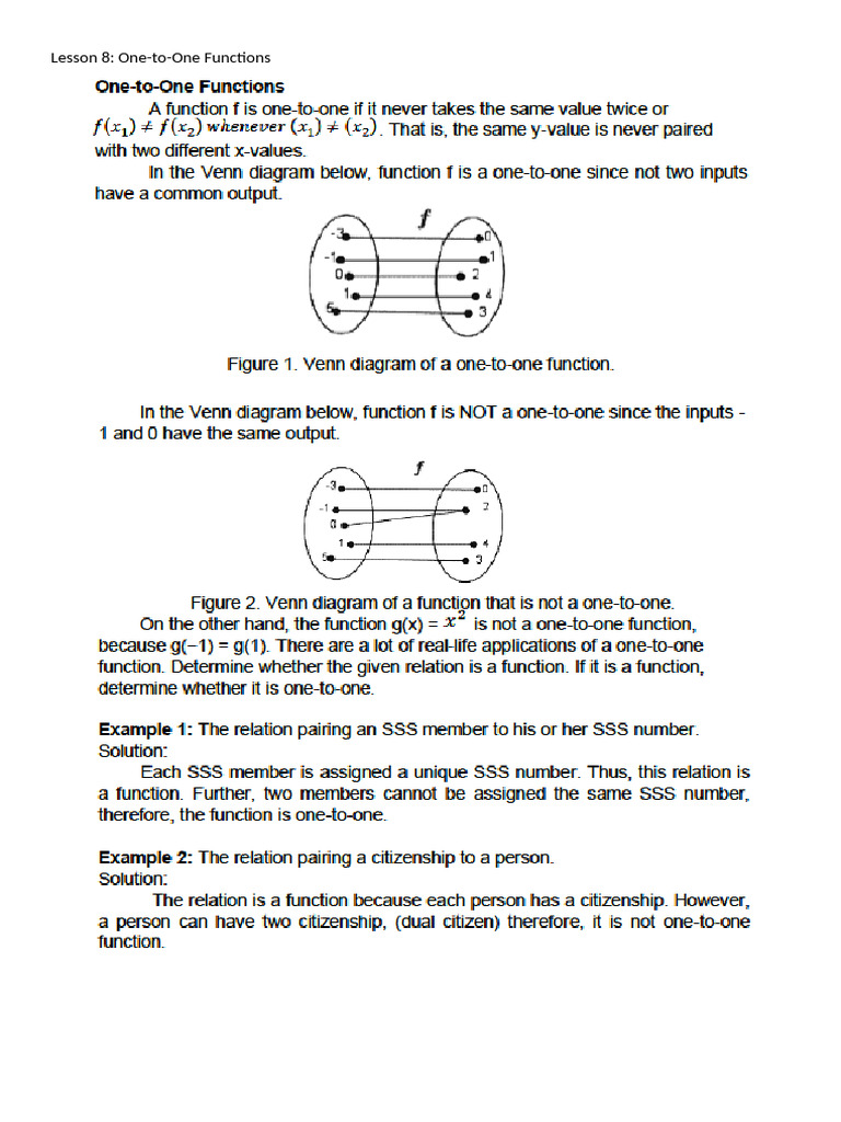One To One Functions | PDF