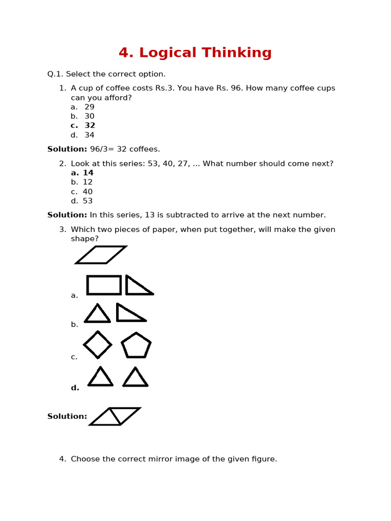 As WB CB III CS Logical Thinking | PDF