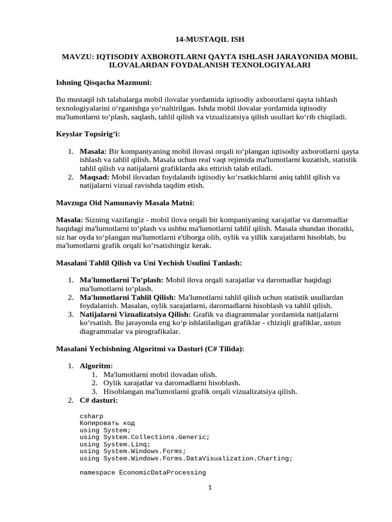 14 Mustaqil Ish | PDF