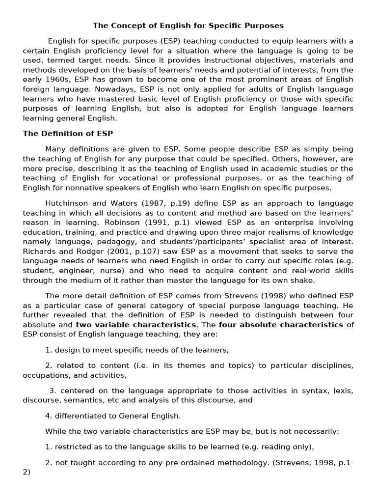 Understanding English for Specific Purposes | PDF | Learning | Language ...