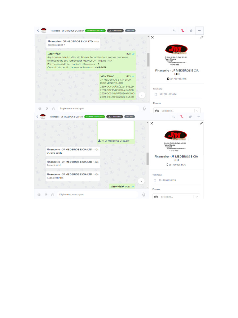 Confirmação JF Medeiros 2639 | PDF