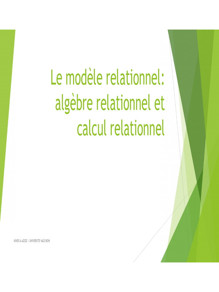 Modèle relationnel : algèbre et calcul | PDF | Modèle relationnel ...