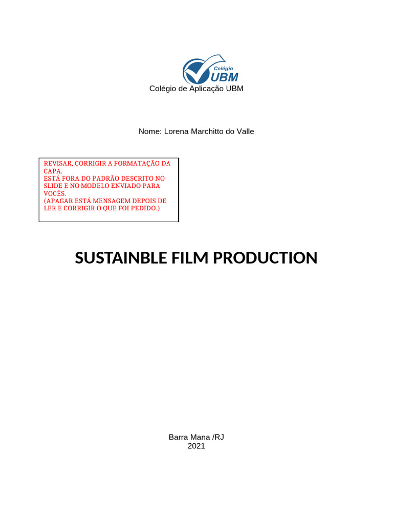 Trab. Projeto Gaia 9º Ano UBM 2021 | PDF | Sustentabilidade | Energia renovável