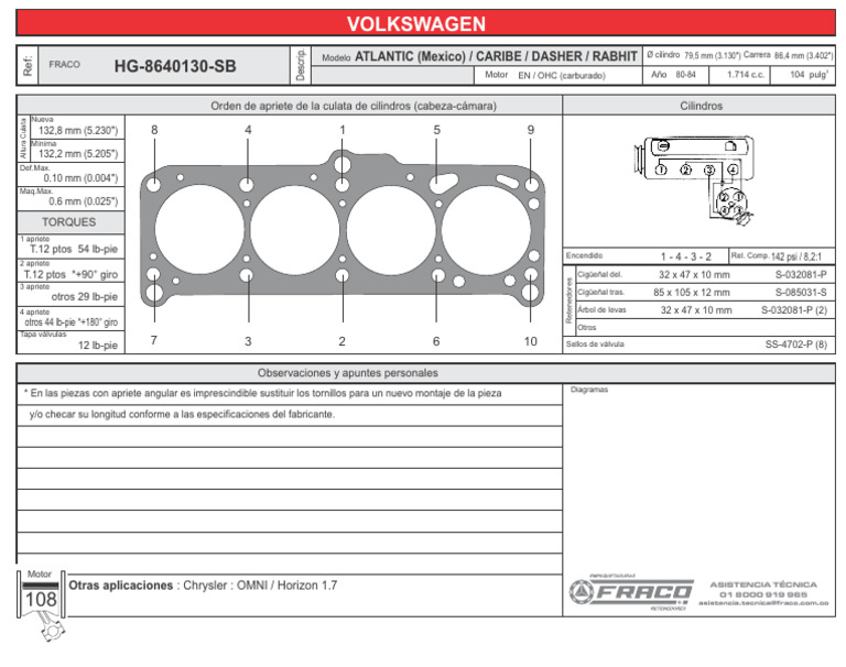 Torque VW 1.8 1 | PDF | Ingeniería | Propulsión