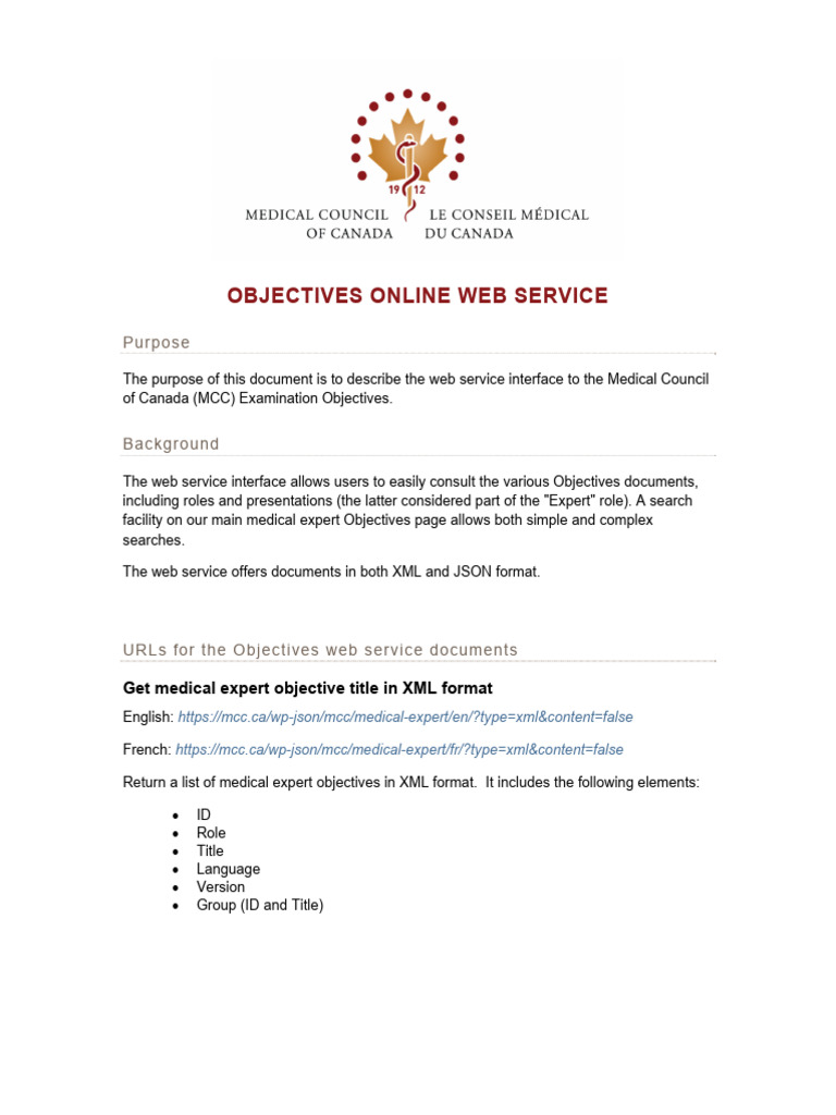 Exams Objectives Web Service Documentation | PDF