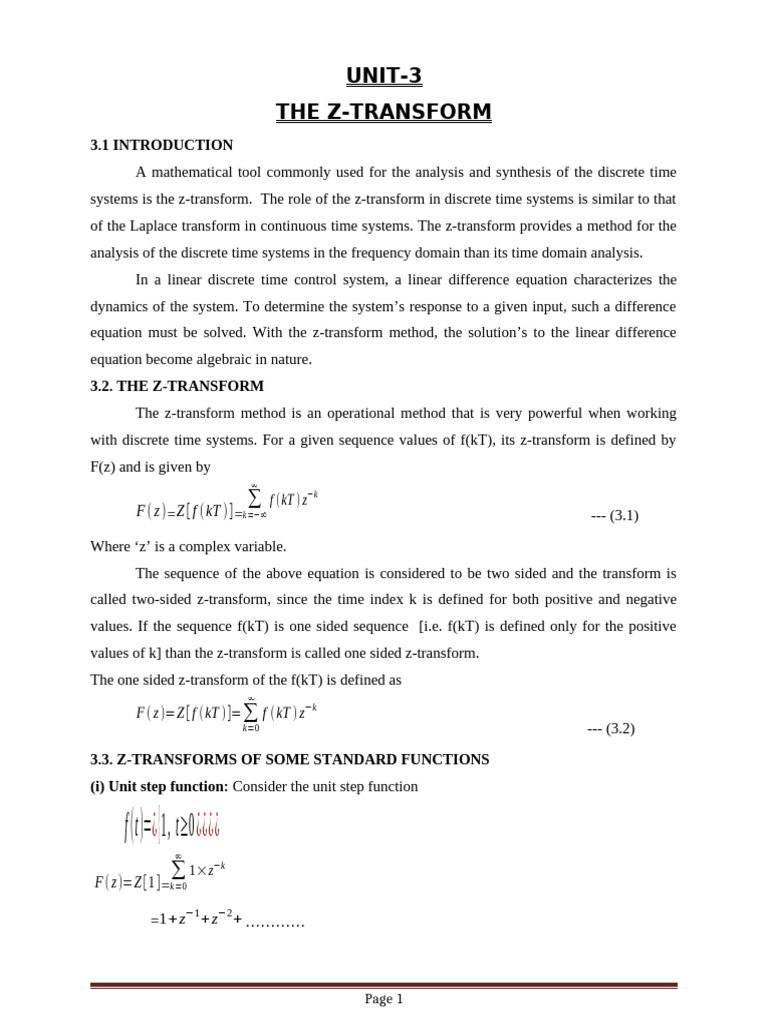 Understanding the Z-Transform in Discrete Systems | PDF | Mathematical ...