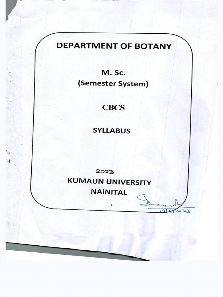 MSC Botany Syllabus | PDF
