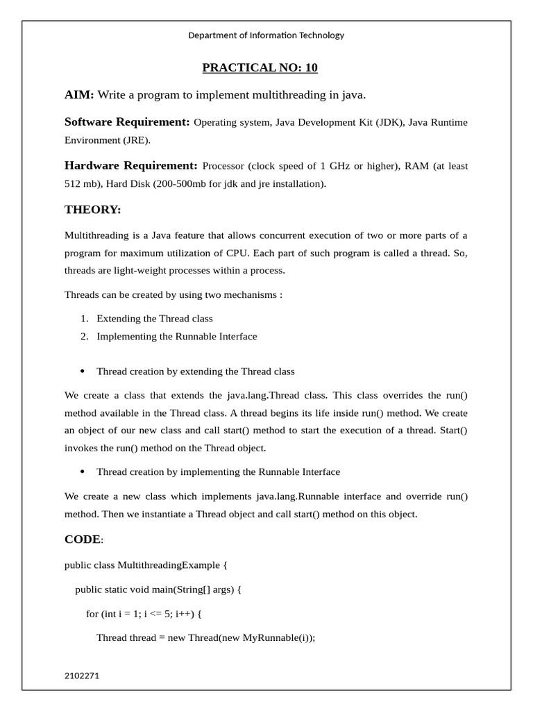 Java Multithreading and Exception Handling | PDF | Thread (Computing ...