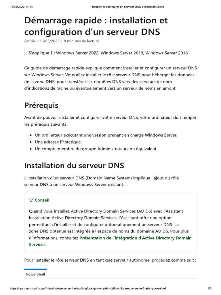Démarrage Rapide - Installation Et Configuration D'un Serveur DNS | PDF
