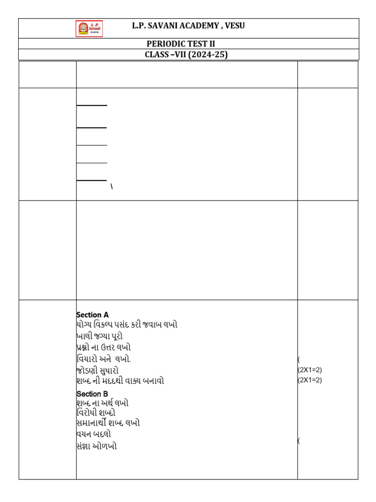 STD Vii Periodicii Paper Pattern Final | PDF | Tests | Standardized Tests