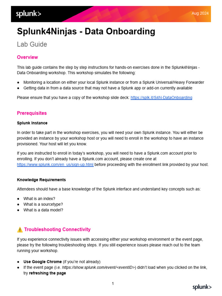 Splunk4Ninjas Data Onboarding Lab Guide | PDF | Command Line Interface | Graphical User Interfaces