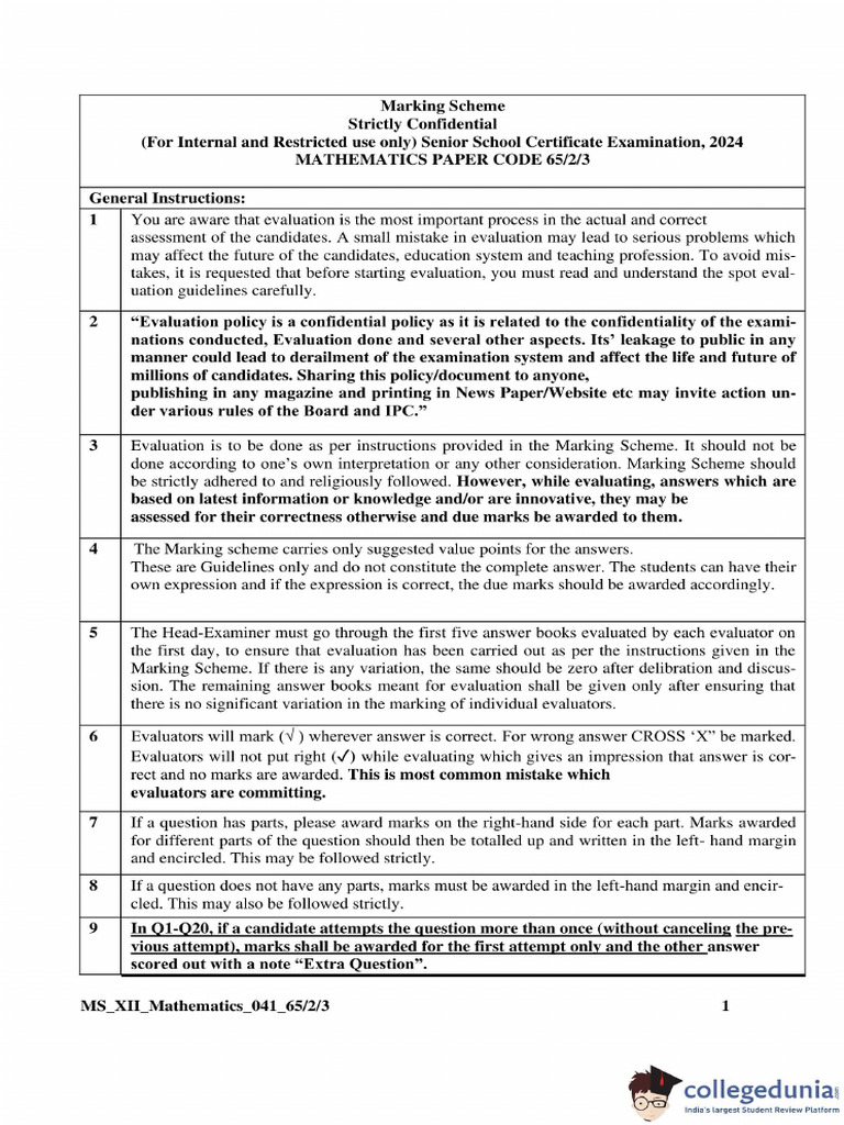 2024 Board Maths Soln | PDF