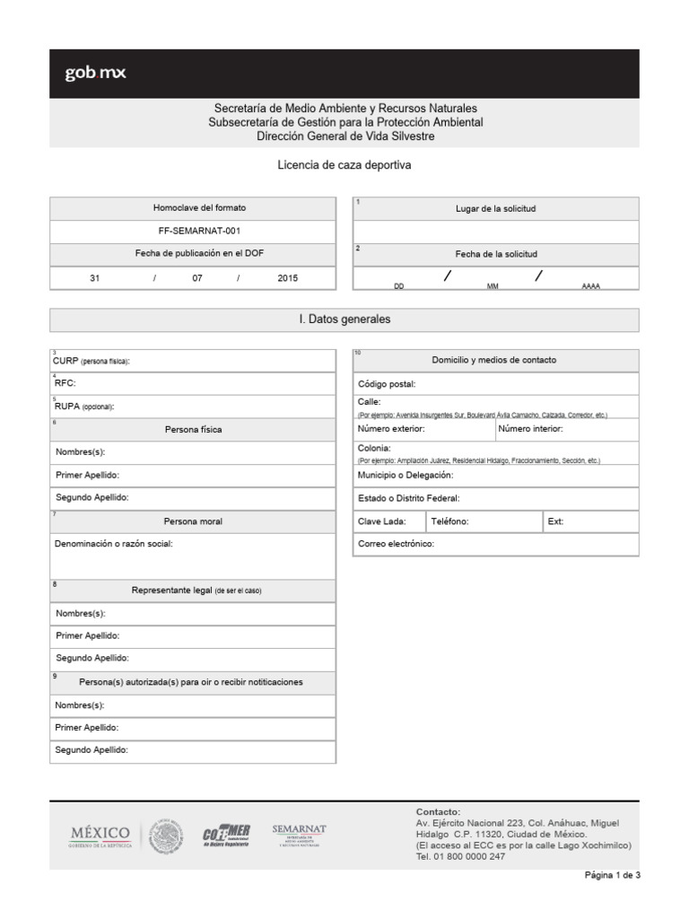 Licencia de Caza Deportiva SEMARNAT | PDF | Documento de identidad | Gobierno