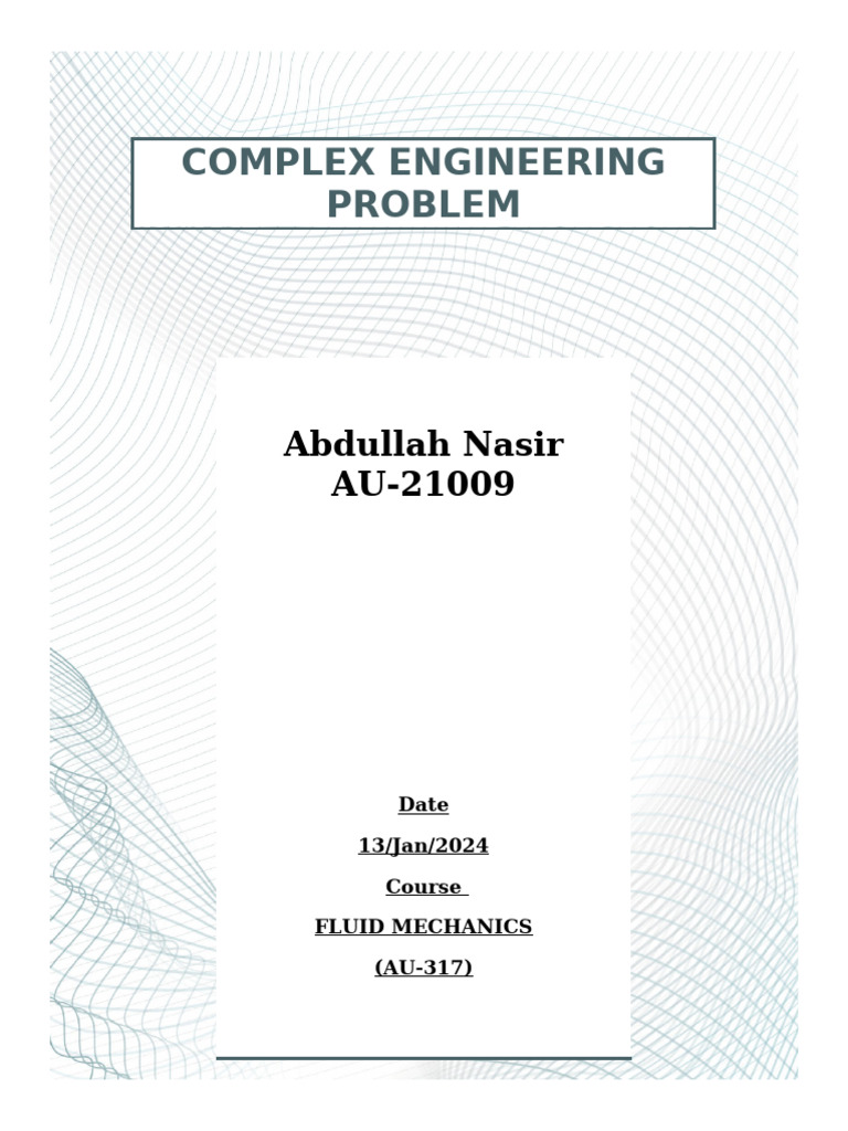 Complex Engineering Problem | PDF | Pump | Leak