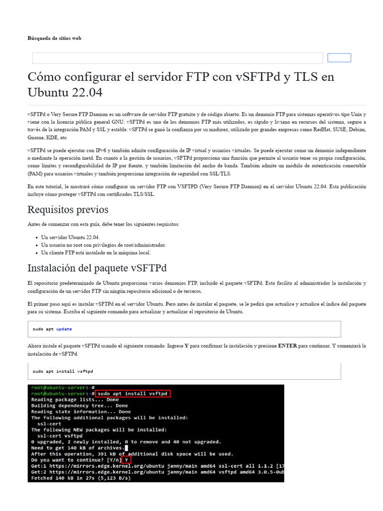 06 - Configurar El Servidor FTP Con VSFTPD y TLS | PDF | Protocolo de transferencia de archivos ...