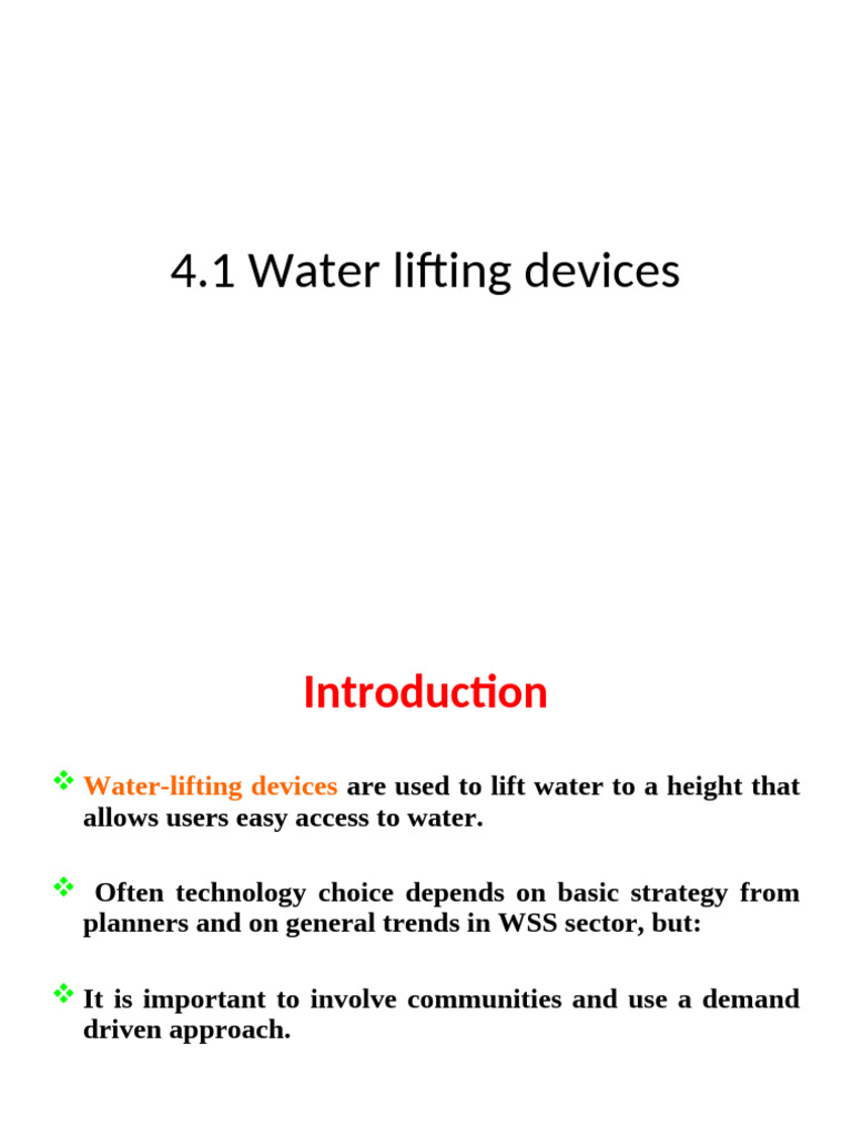 Water Lifting Devices Overview | PDF | Pump