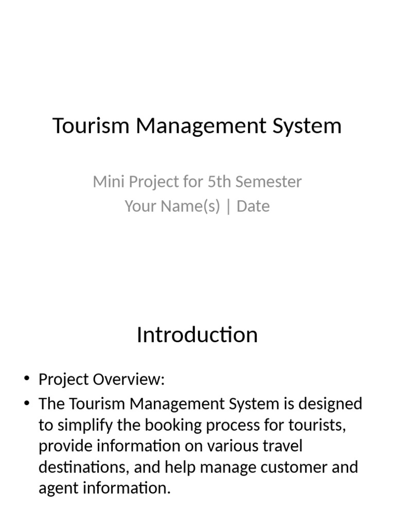 Tourism Management System Presentation | PDF