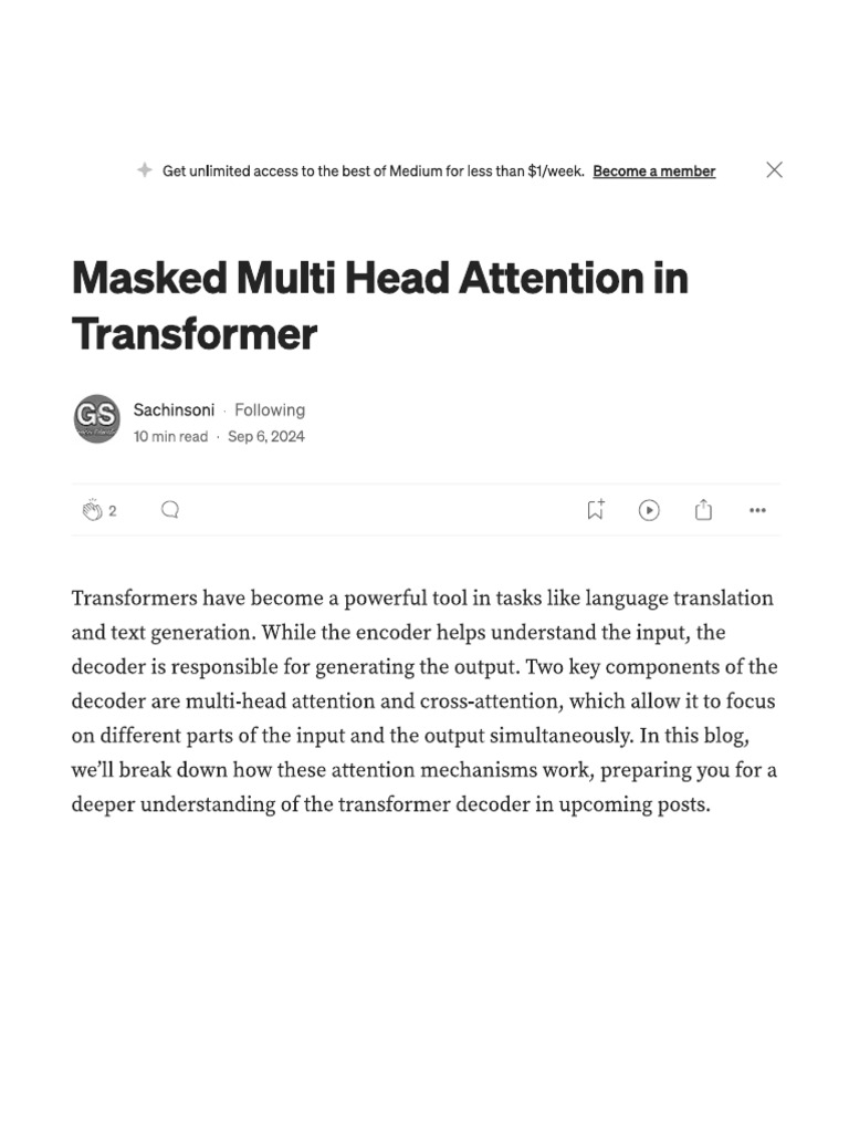 81 .Masked Attention in Transformer | PDF