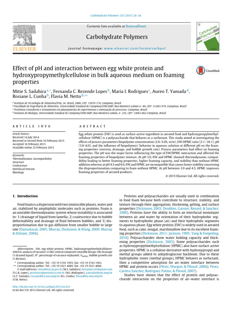 DCCR Carbohydrate Polymers-Mitie-2015 | PDF | Foam | Phase (Matter)