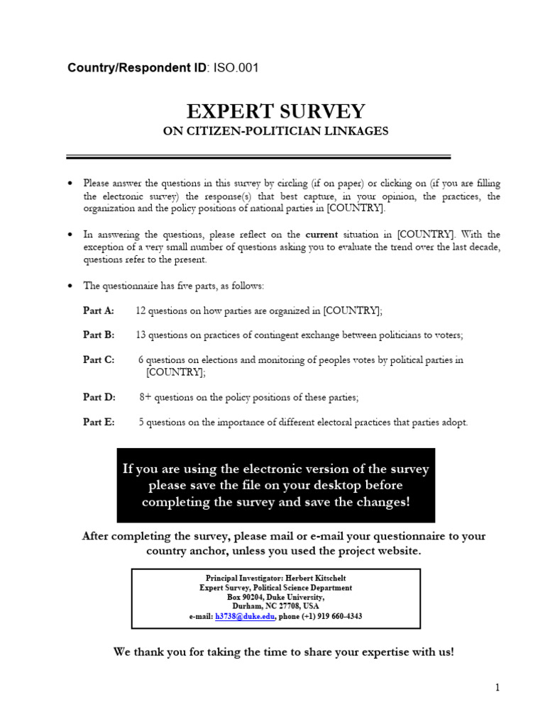 Expert Survey on Political Party Practices | PDF | Political Parties ...