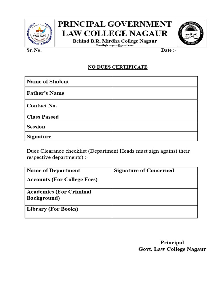 No Dues Certificate | PDF