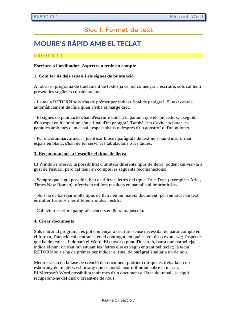 SOL - WORD - Dossier Treball. Bloc I | PDF