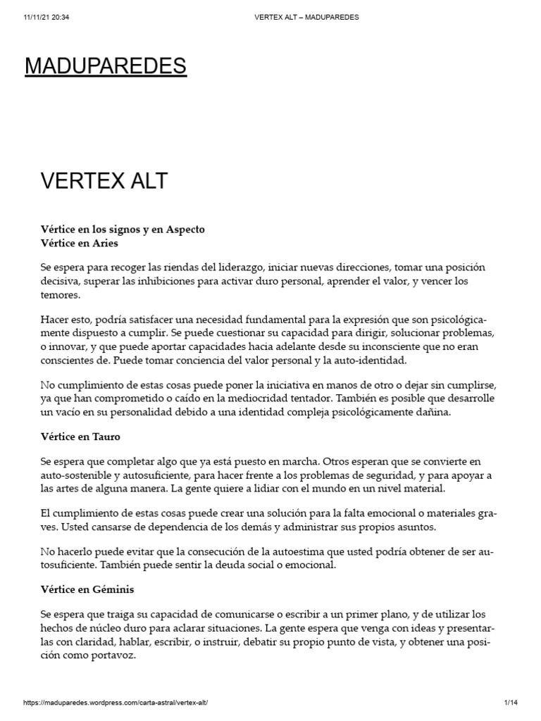 VERTEX ALT - Aspectos | PDF | Las emociones | Mente