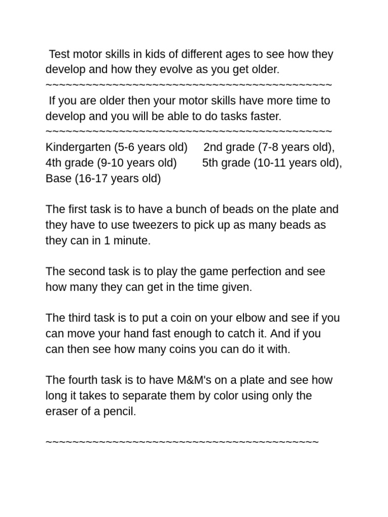 Children's Motor Skills Development | PDF