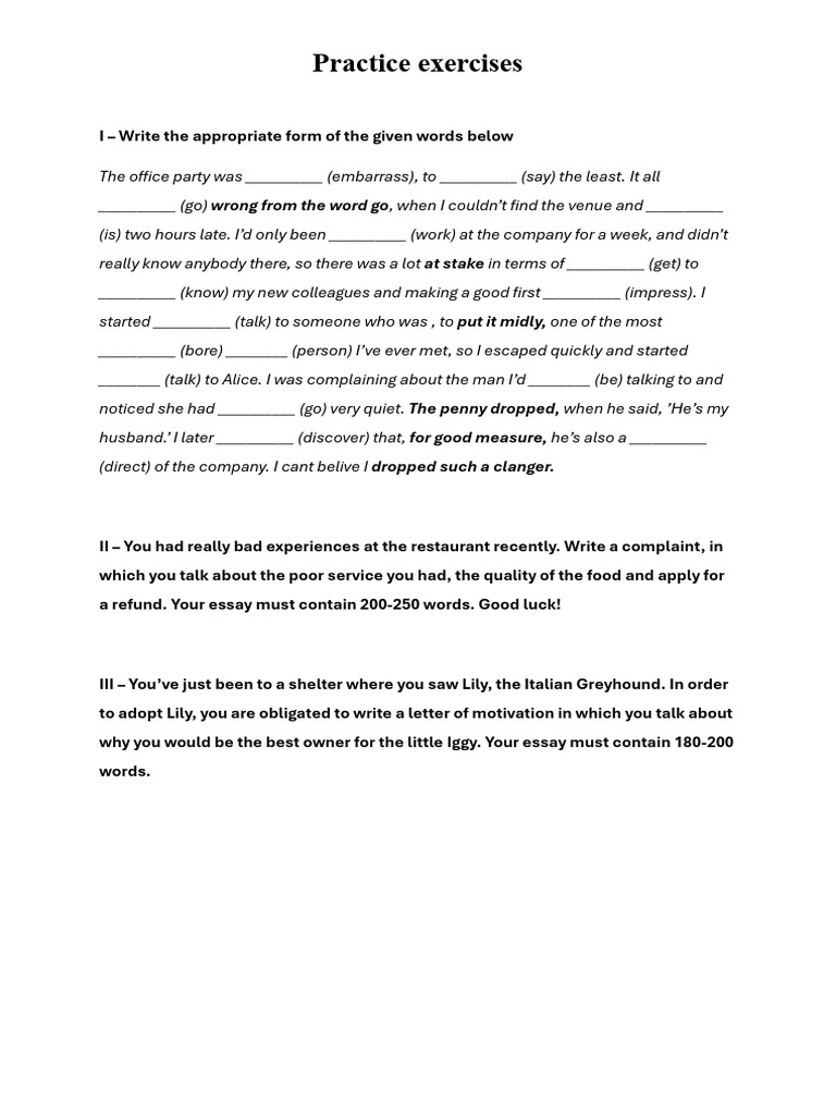 Mixed Exercises | PDF