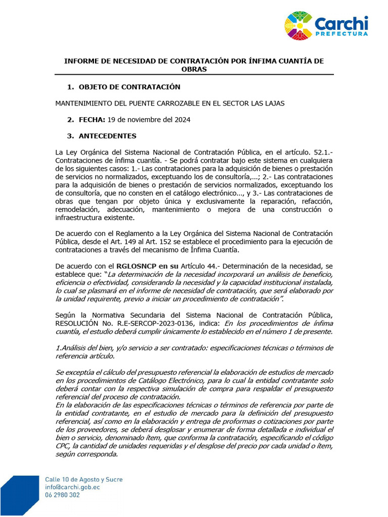 1 INFORME DE NECESIDAD LAS LAJAS-signed-signed | PDF | Peatonal | Puente