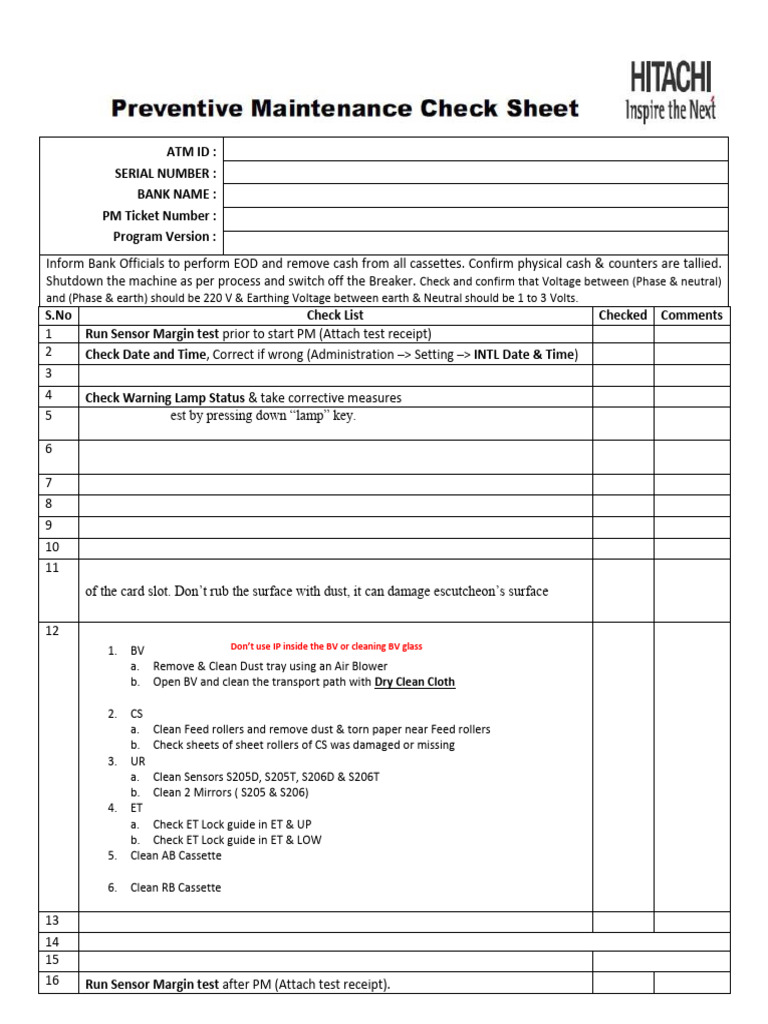 PM Check Sheet VS | PDF | Printer (Computing) | Camera