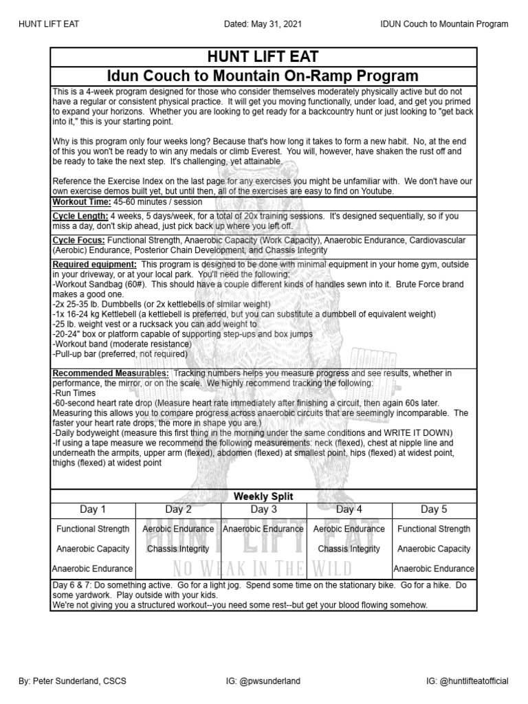 HLE Couch To Mountain On-Ramp Program - v3 (IDUN) | PDF | Kettlebell ...