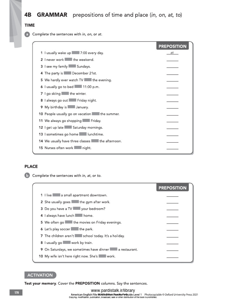 Grammar Activity 4B | PDF