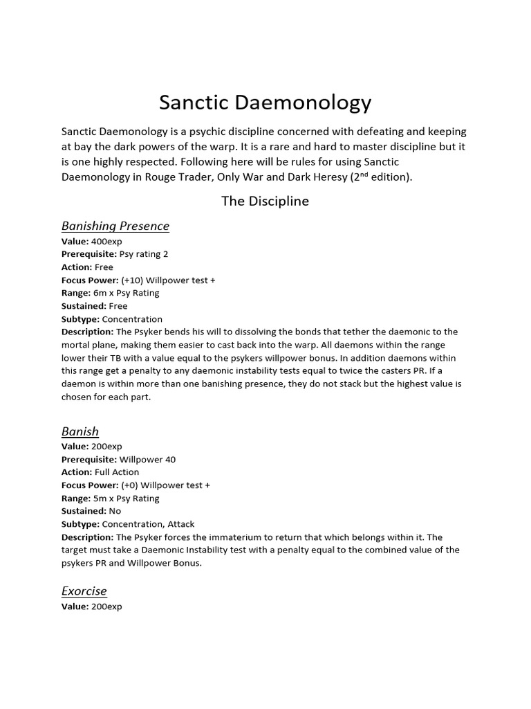 Sanctic Daemonology in Rogue Trader | PDF