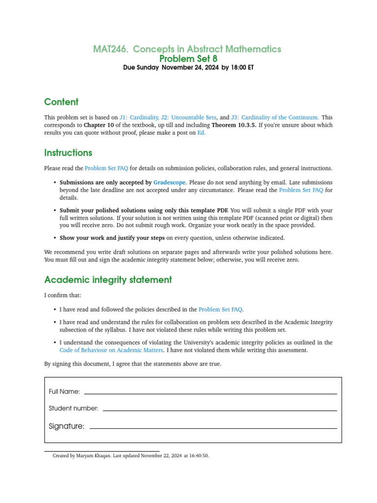 mat246-ps8 | PDF | Mathematical Concepts | Mathematical Logic